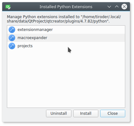 Python Extensions in QtCreator