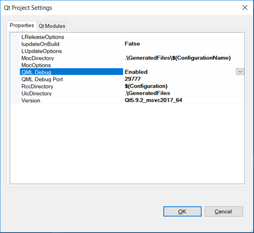 QML Debugging in Visual Studio