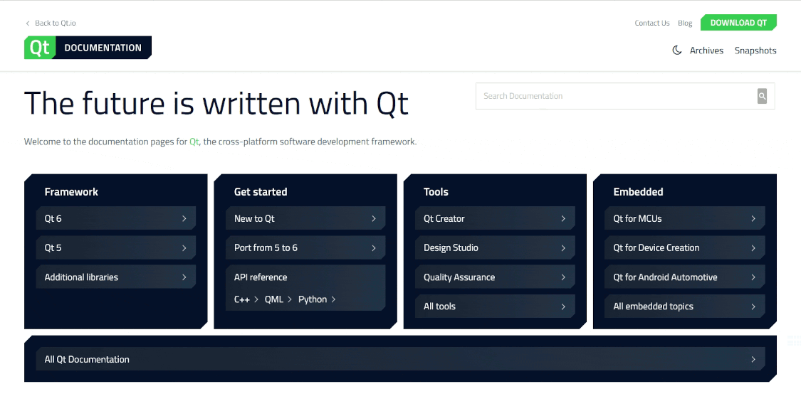 Dark theme for Qt online documentation