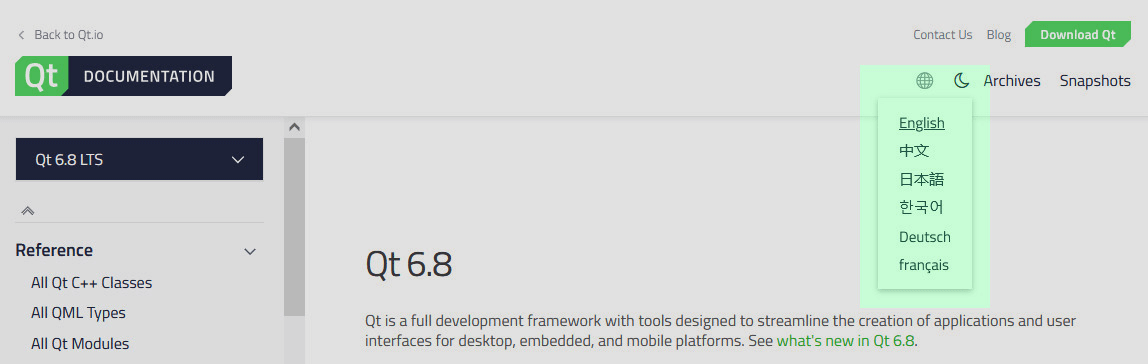 Qt开发框架的多语言文档